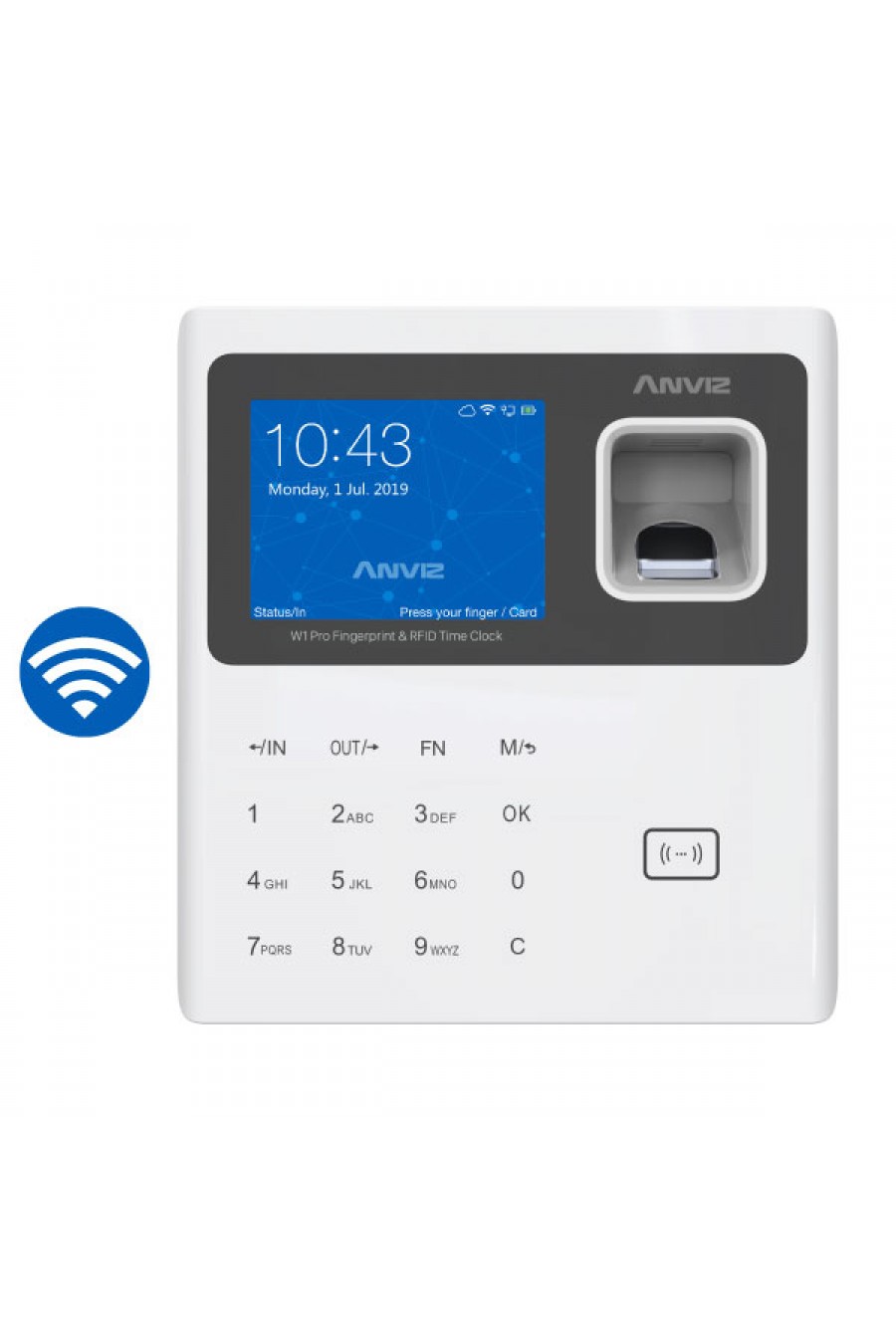 TERMINAL BIOMETRICA HUELLA PARA ASISTENCIAS - ANVIZ W1 PRO CON MODULO WIFI - Control de Asistencia