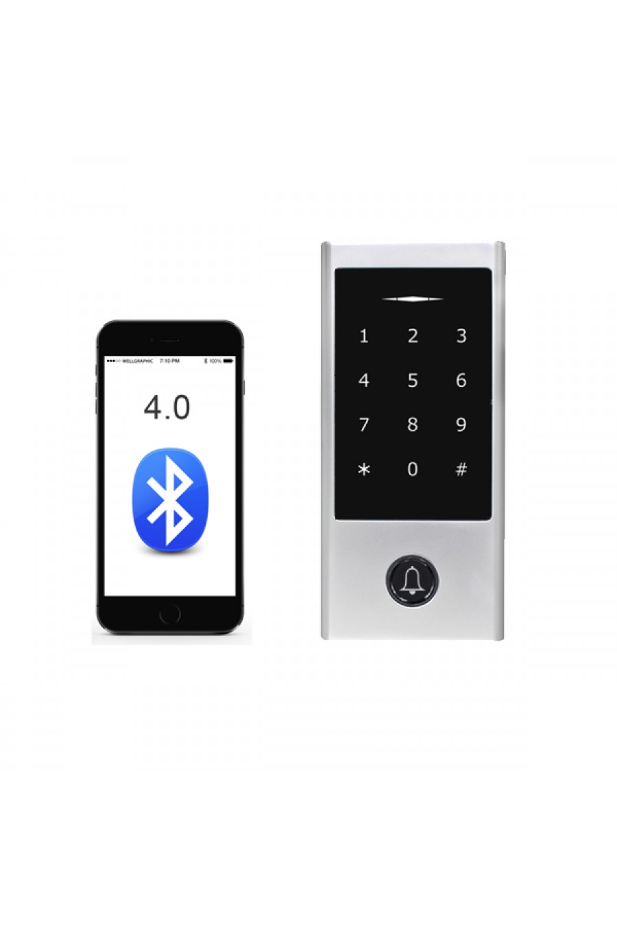 CONTROLADOR DE ACCESO CON TECLADO TOUCH LECTOR 125 EM Y BLUETOOTH H1 BLE - Secukey - Marcas
